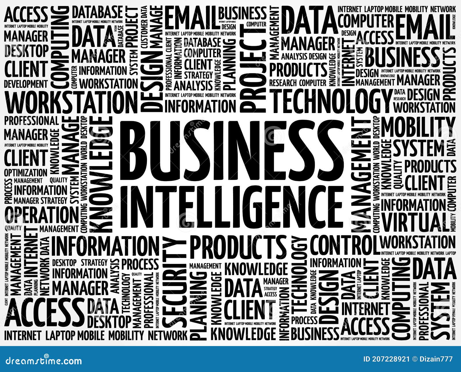 Business Intelligence Word Cloud Stock Illustration - Illustration of ...