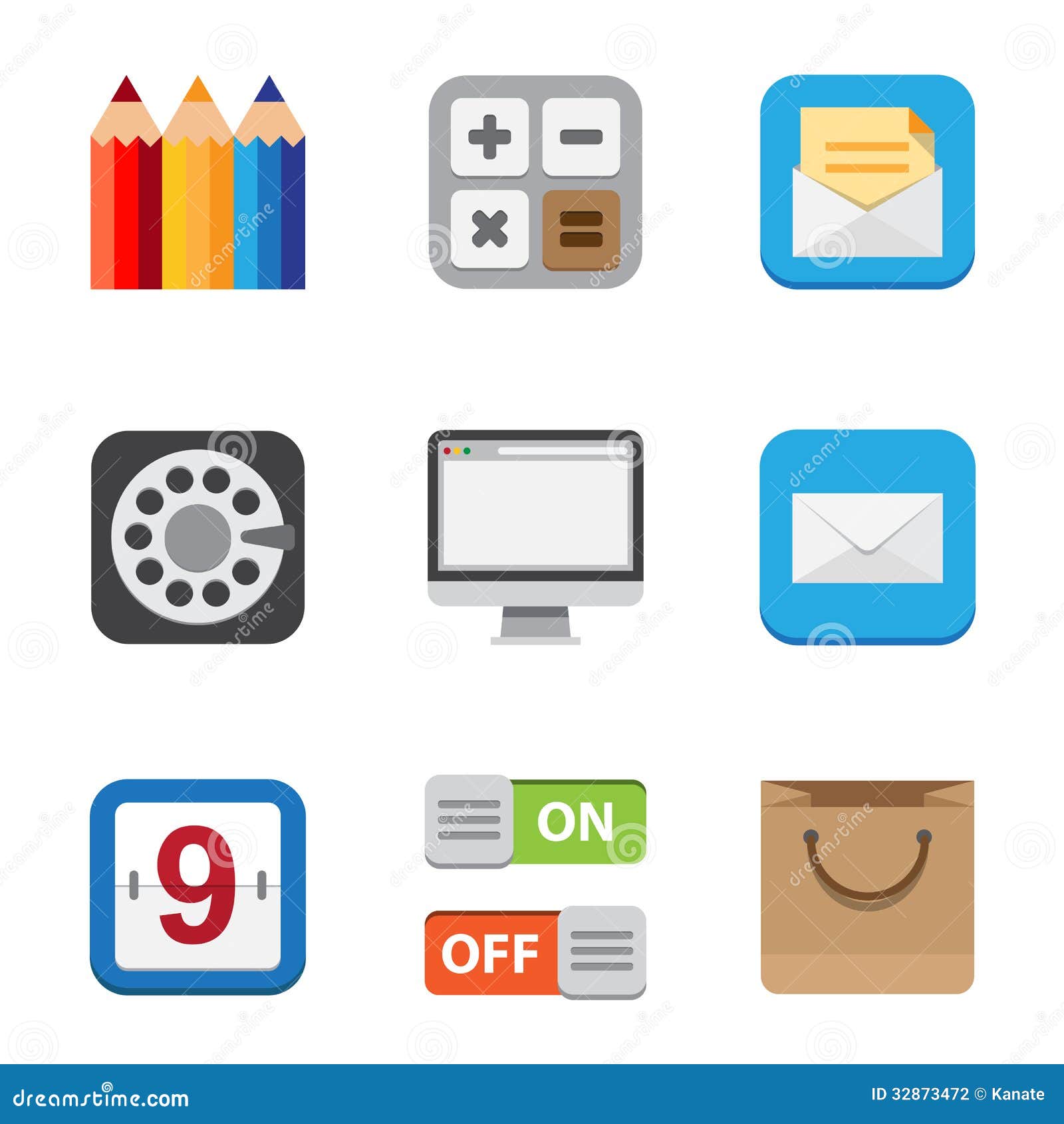 Business and Interface Flat Icons Set. Stock Vector - Illustration of ...