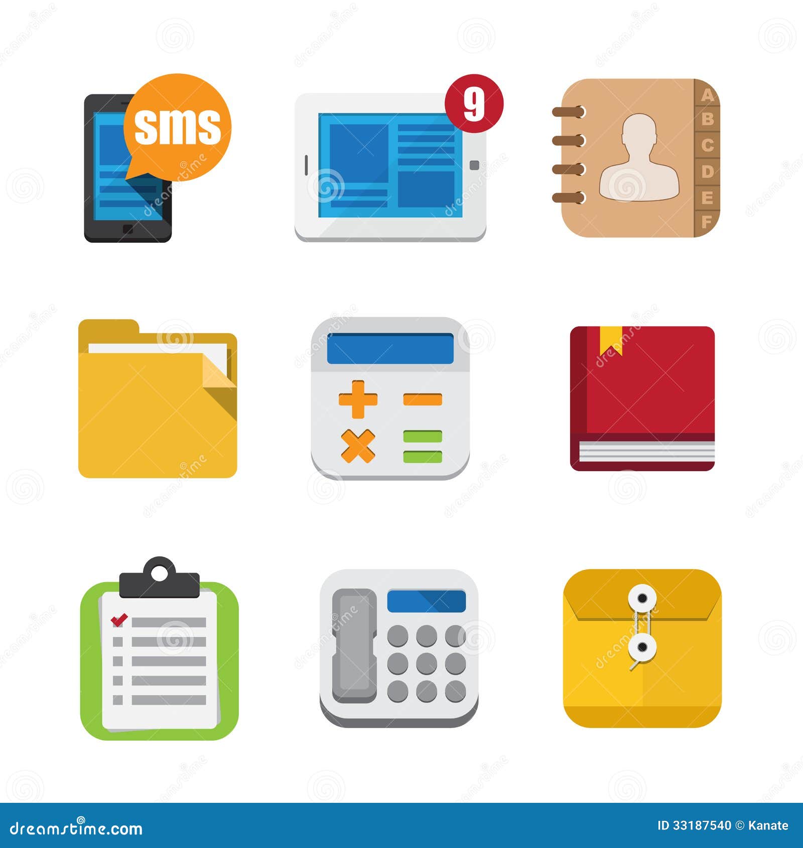 Business and Interface Flat Icons Set Stock Vector - Illustration of ...