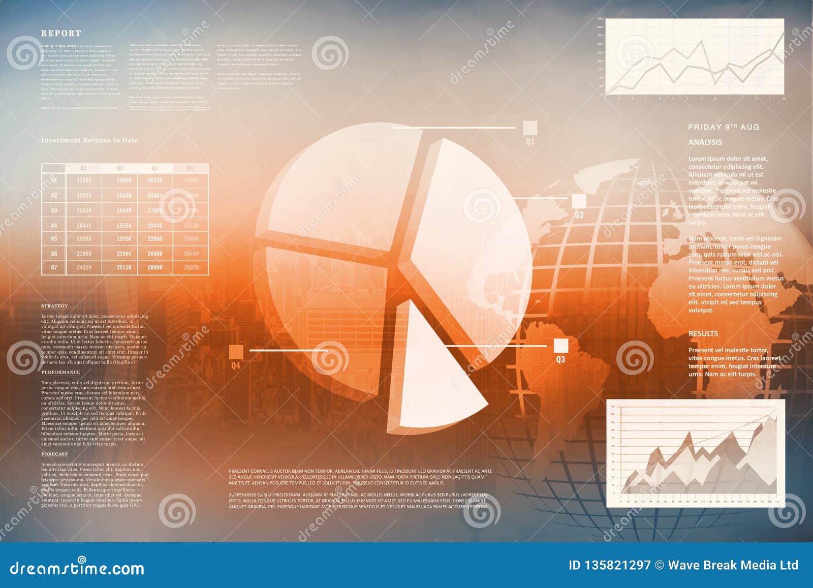 Business Interface with Graphs and Data Stock Illustration ...