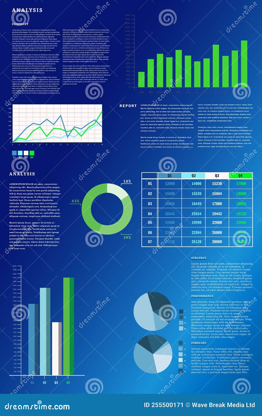 Business Interface with Graphs and Data Stock Illustration ...