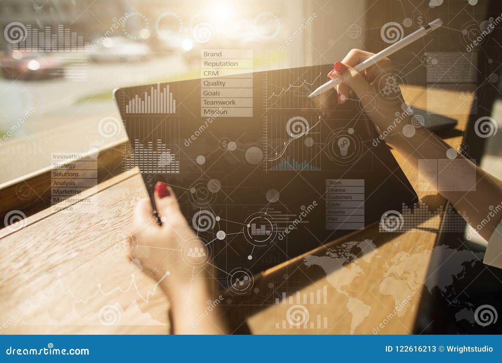 Concept Of Virtual Interfaces,digital Icons,online Connections.Closeup ...