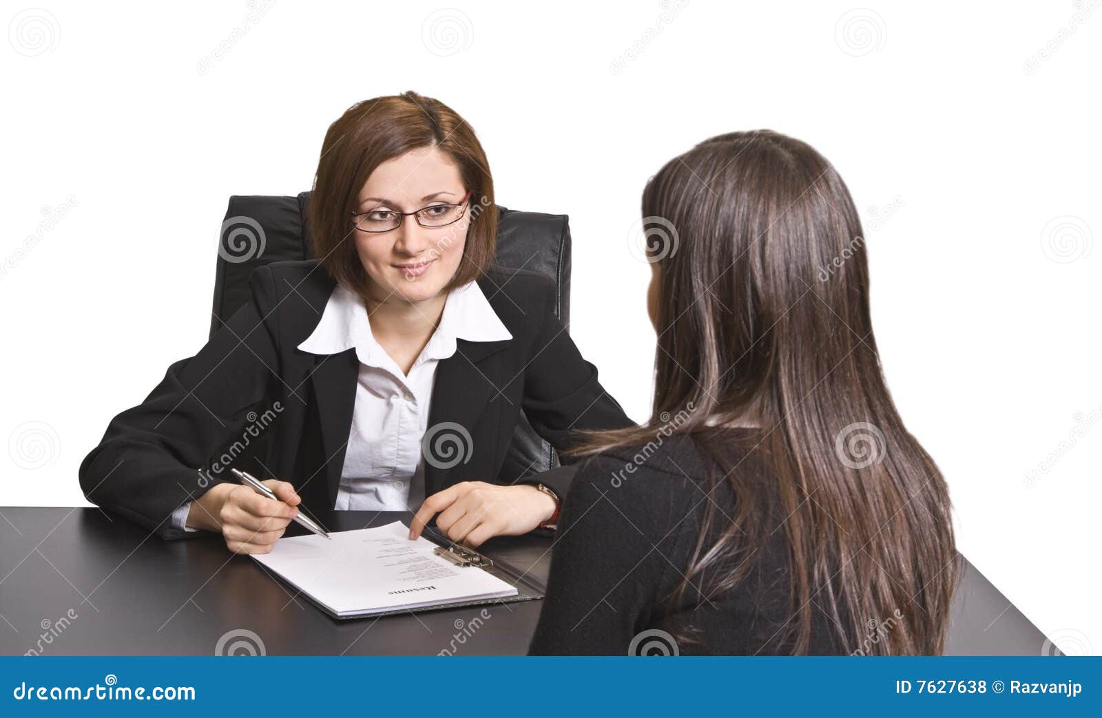 Business interview stock photo. Image of isolated, female - 7627638