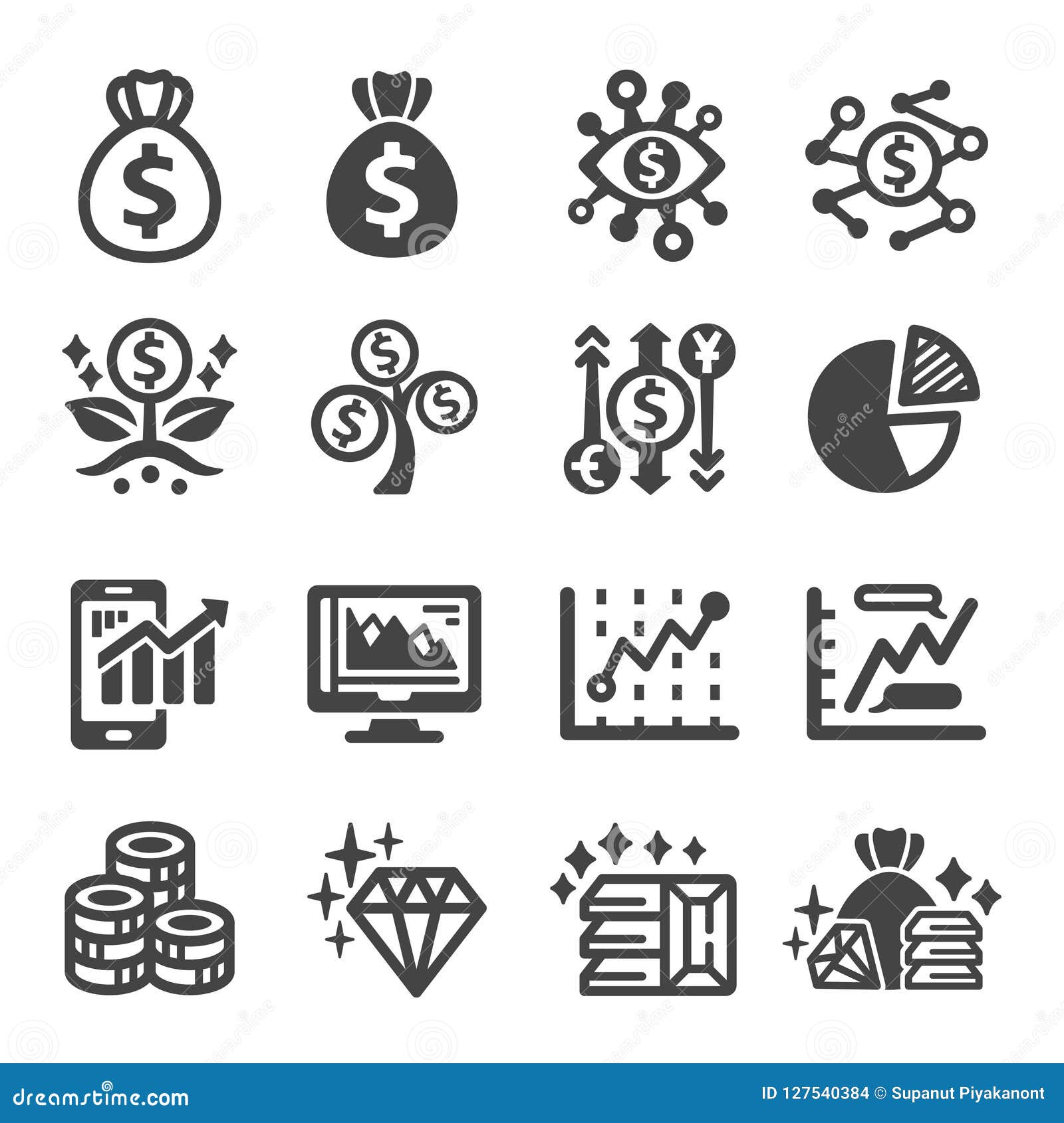 Business Investment Icon Set Stock Vector - Illustration of asset ...
