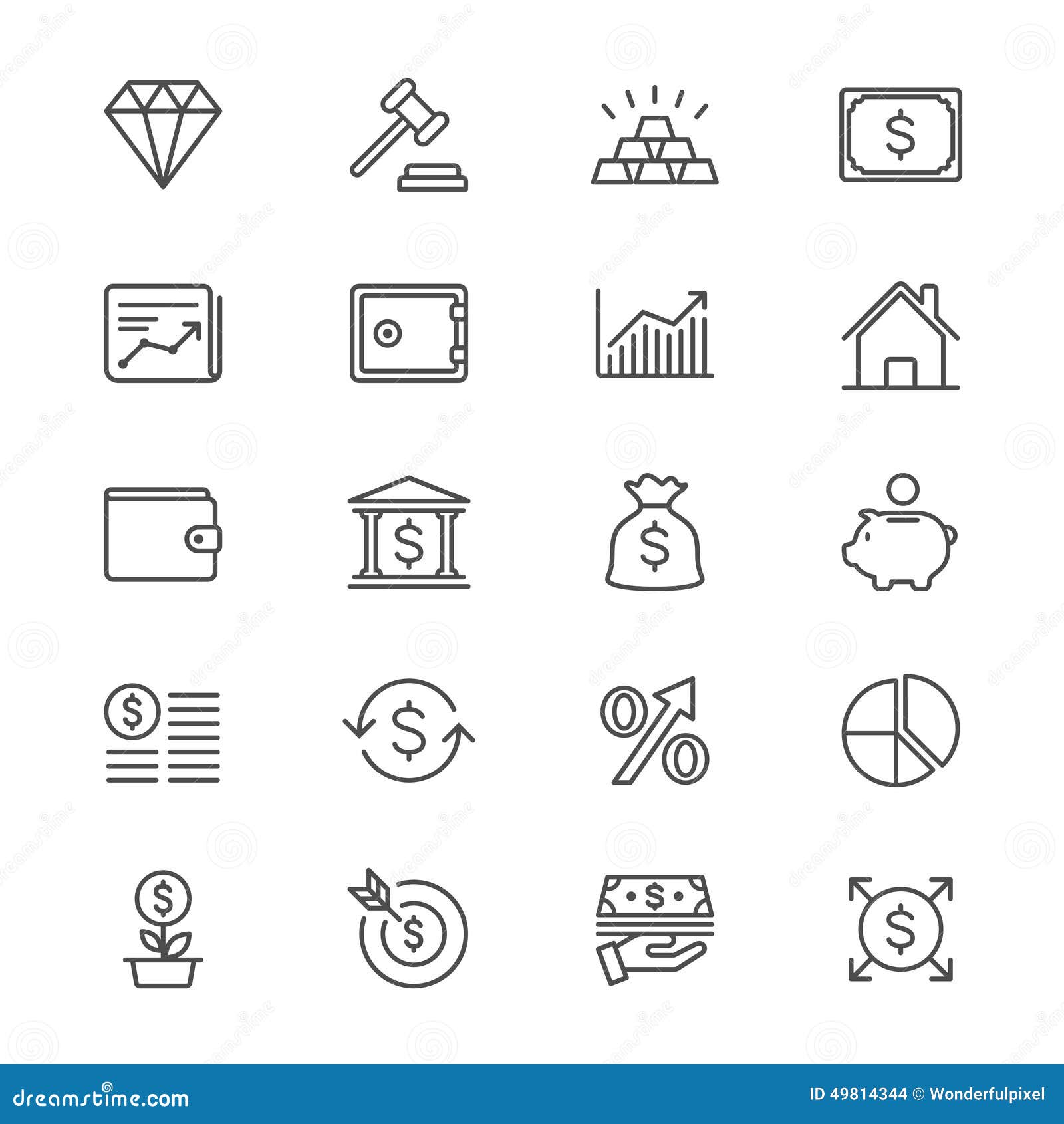 Business and Investment Thin Icons Stock Vector - Illustration of ...