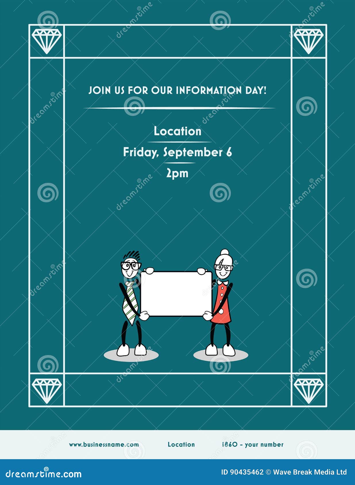 Business Invitation Card with Date and Time Stock Vector - Illustration ...