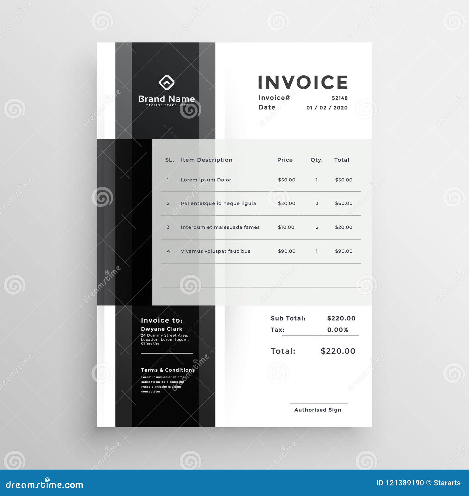 Business Invoice Elegant Template Design Stock Vector - Illustration of ...