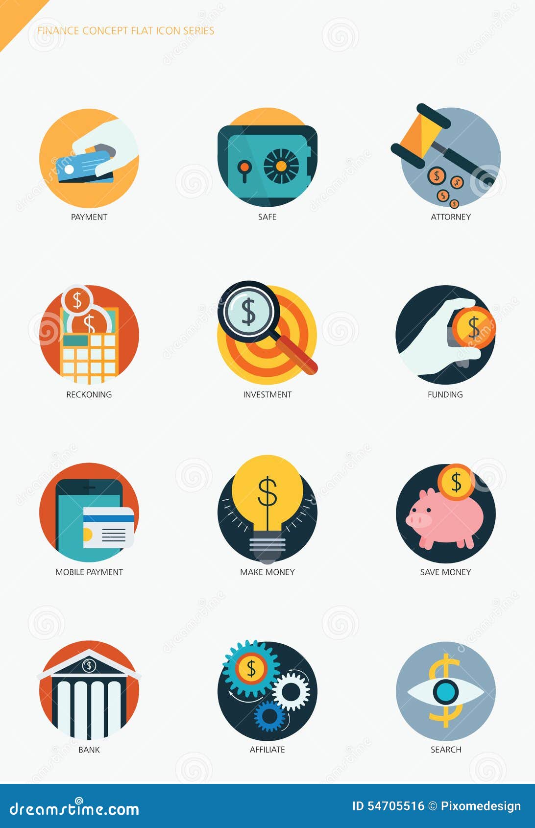 Business Item Flat Design Icon Set Stock Illustration - Illustration of ...