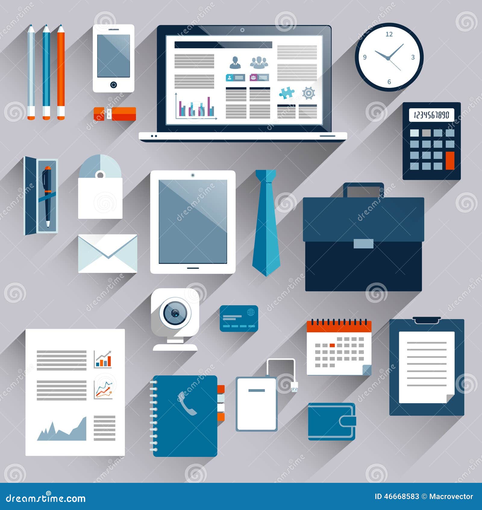 Business items set stock vector. Illustration of paper - 46668583