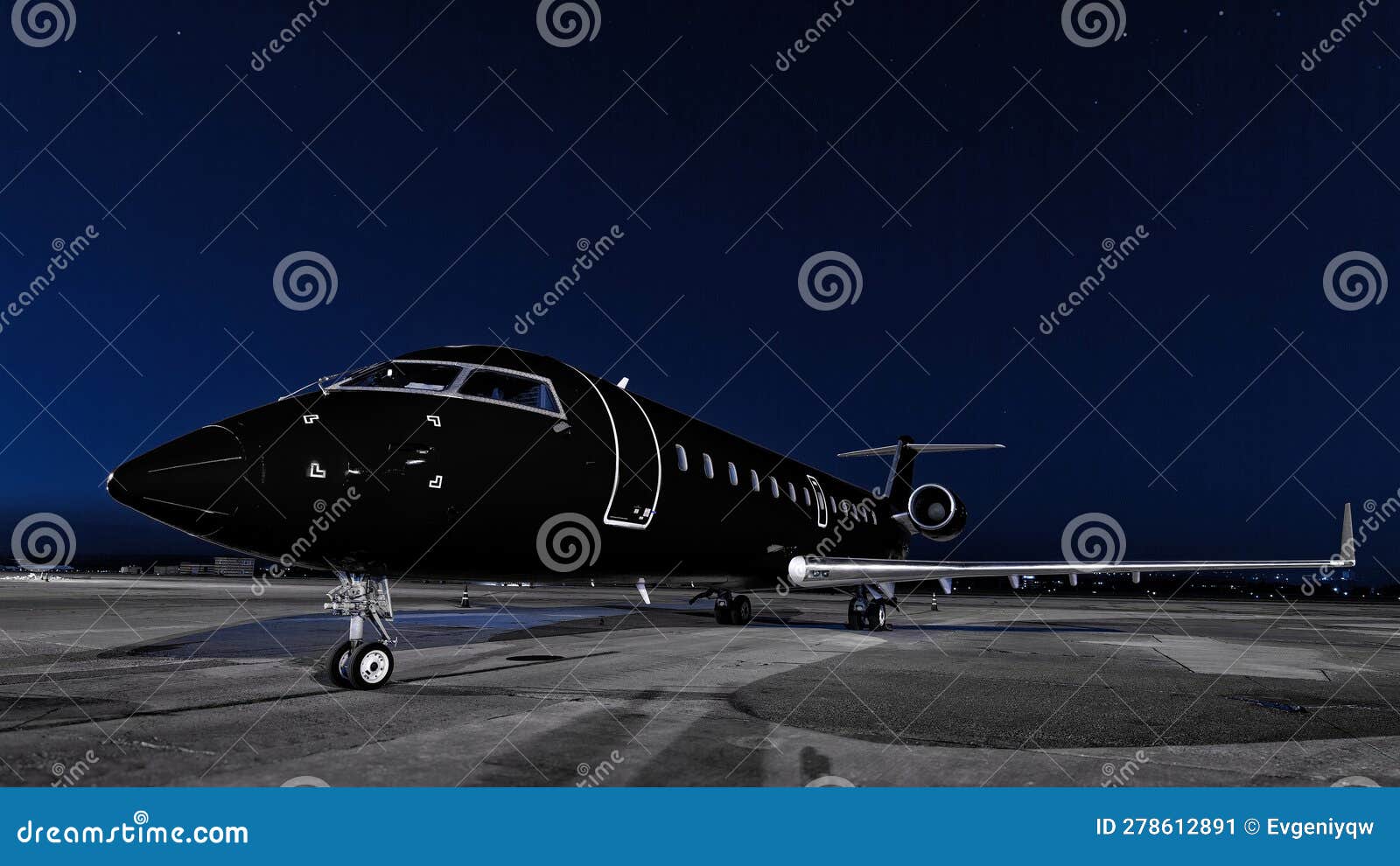 Business Jet. Black Plane is Parked Stock Image - Image of travel ...