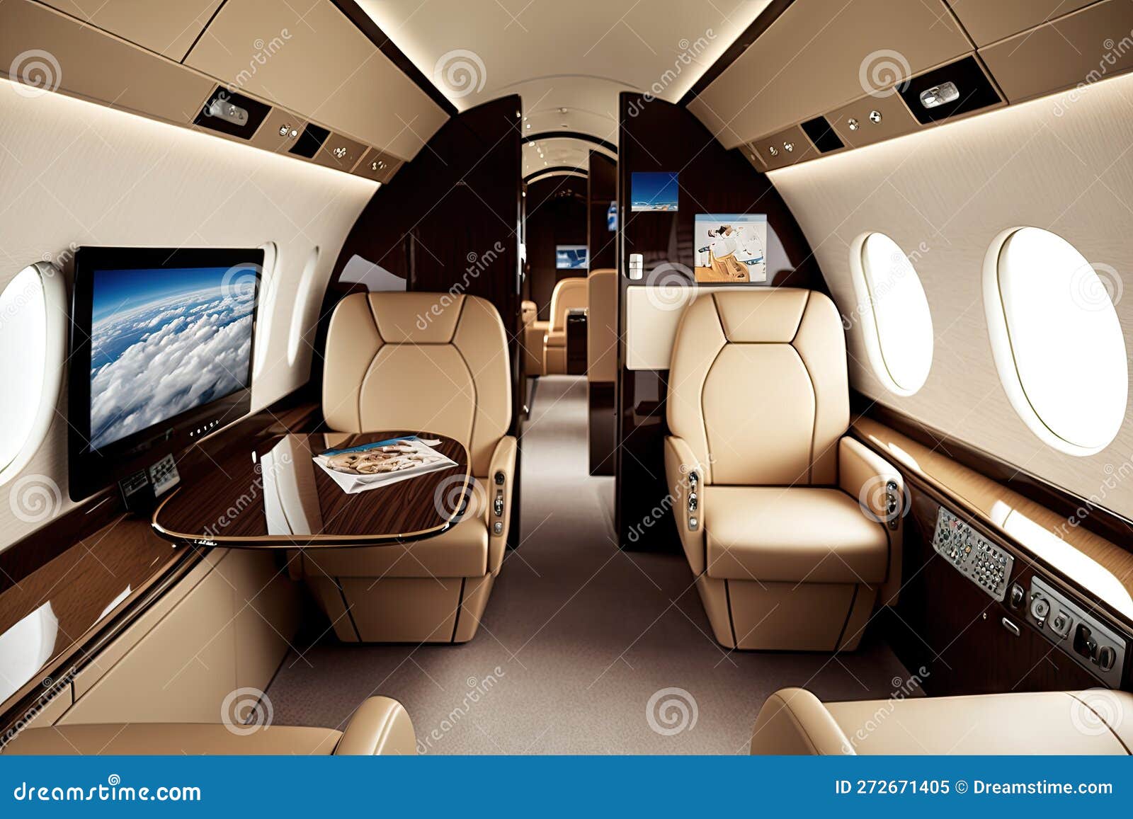 Business Jet, with Plush Seating and Modern Entertainment Systems ...