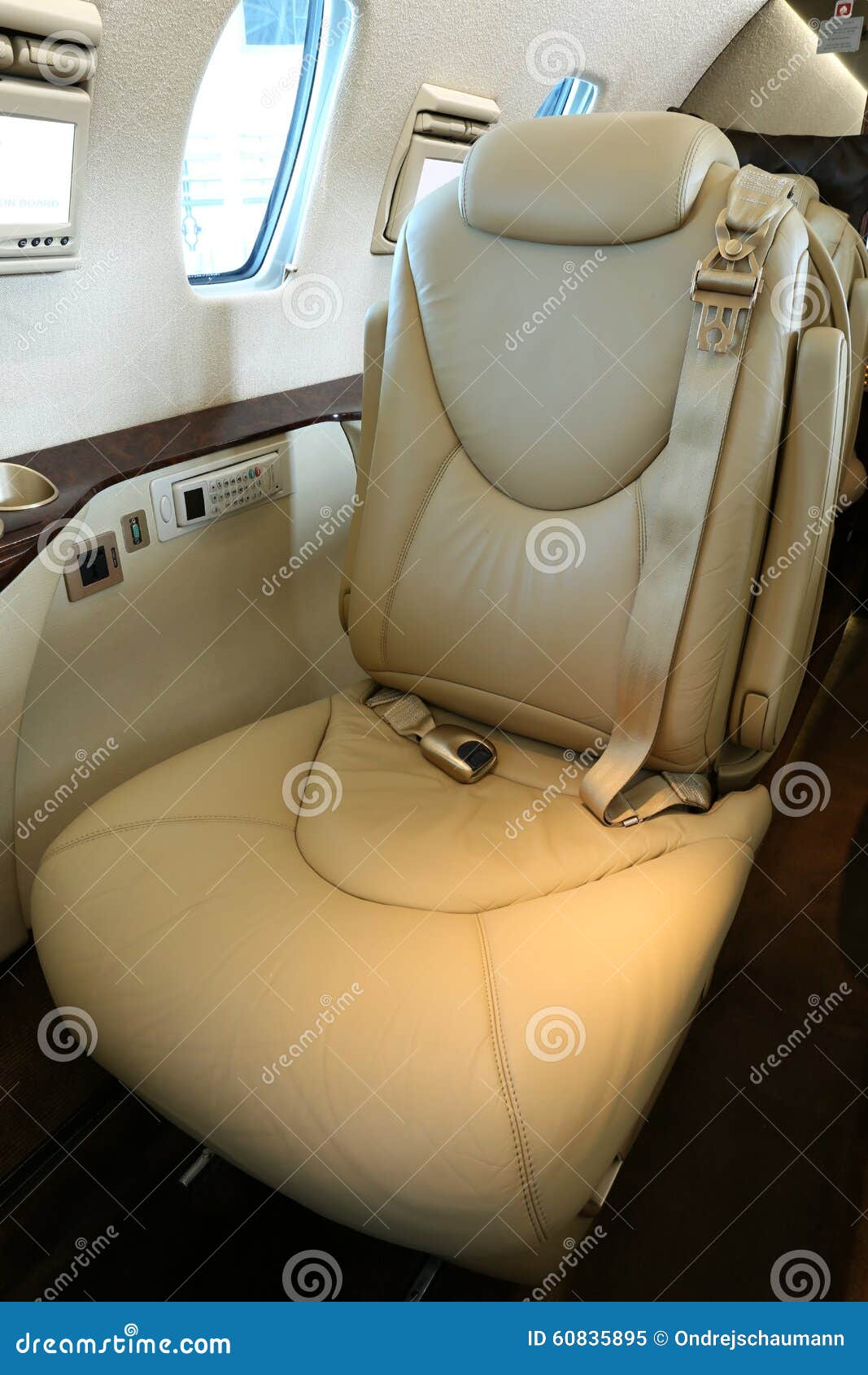 Business Jet Seat with Armrests Up Stock Image - Image of aviation ...