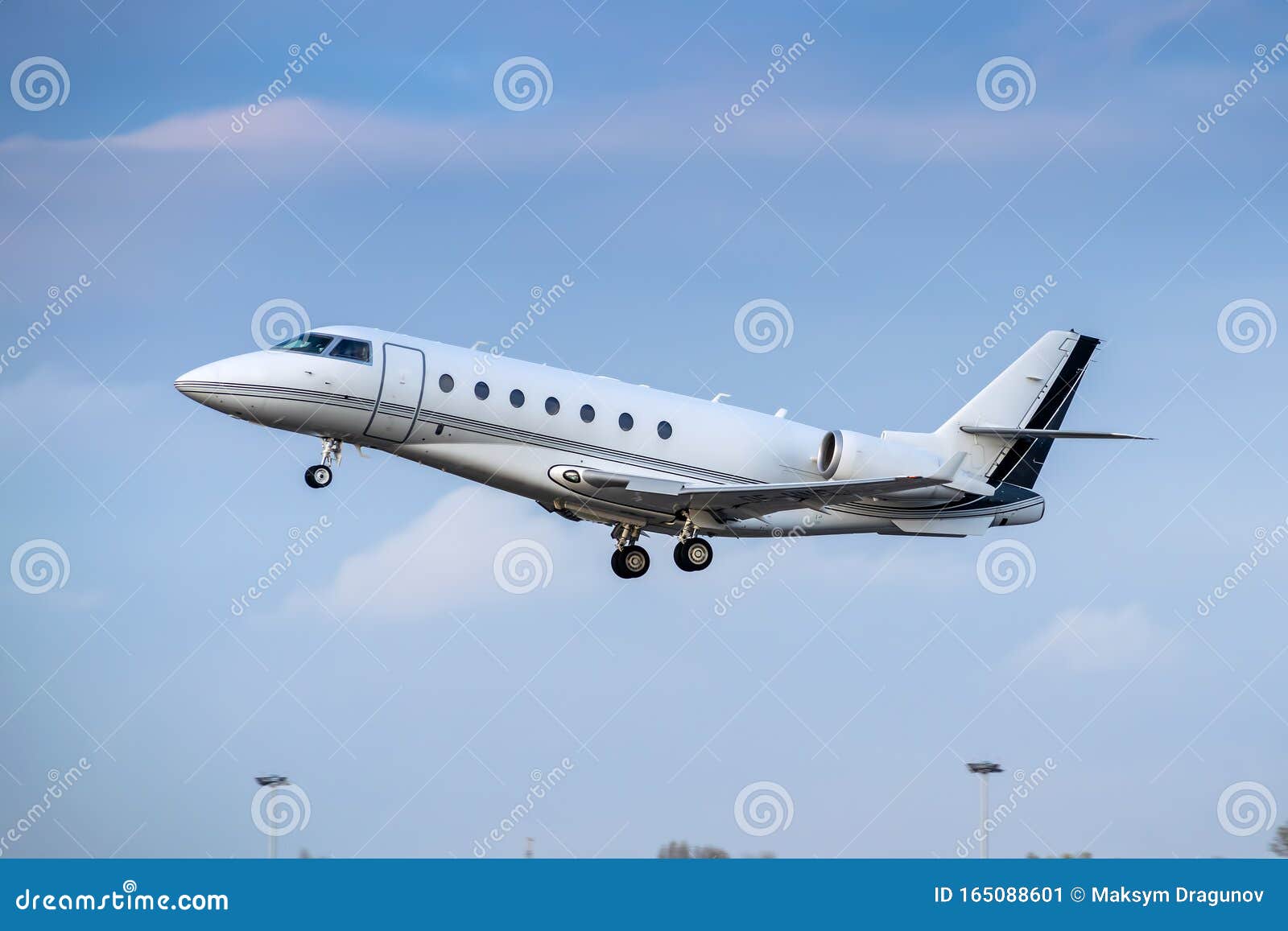 Business jet takeoff stock image. Image of luxury, travel - 165088601