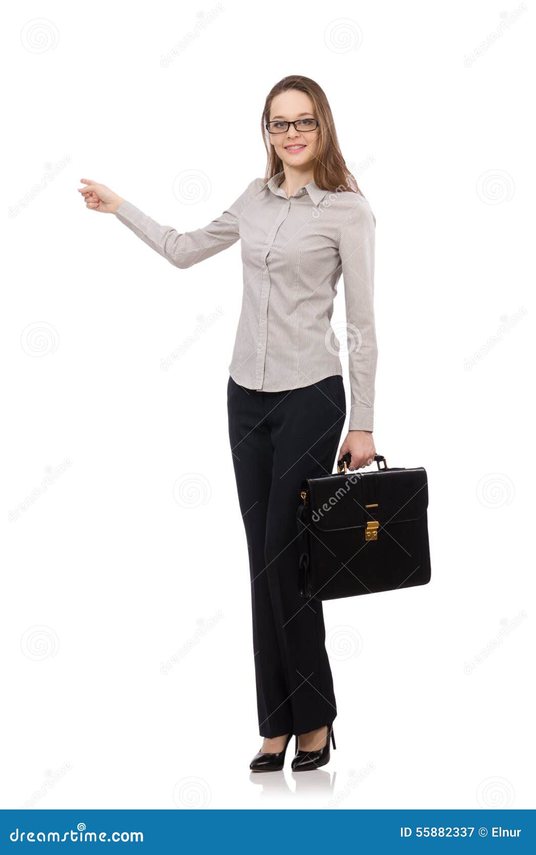 Business Lady with Case Isolated on White Stock Image - Image of casual ...