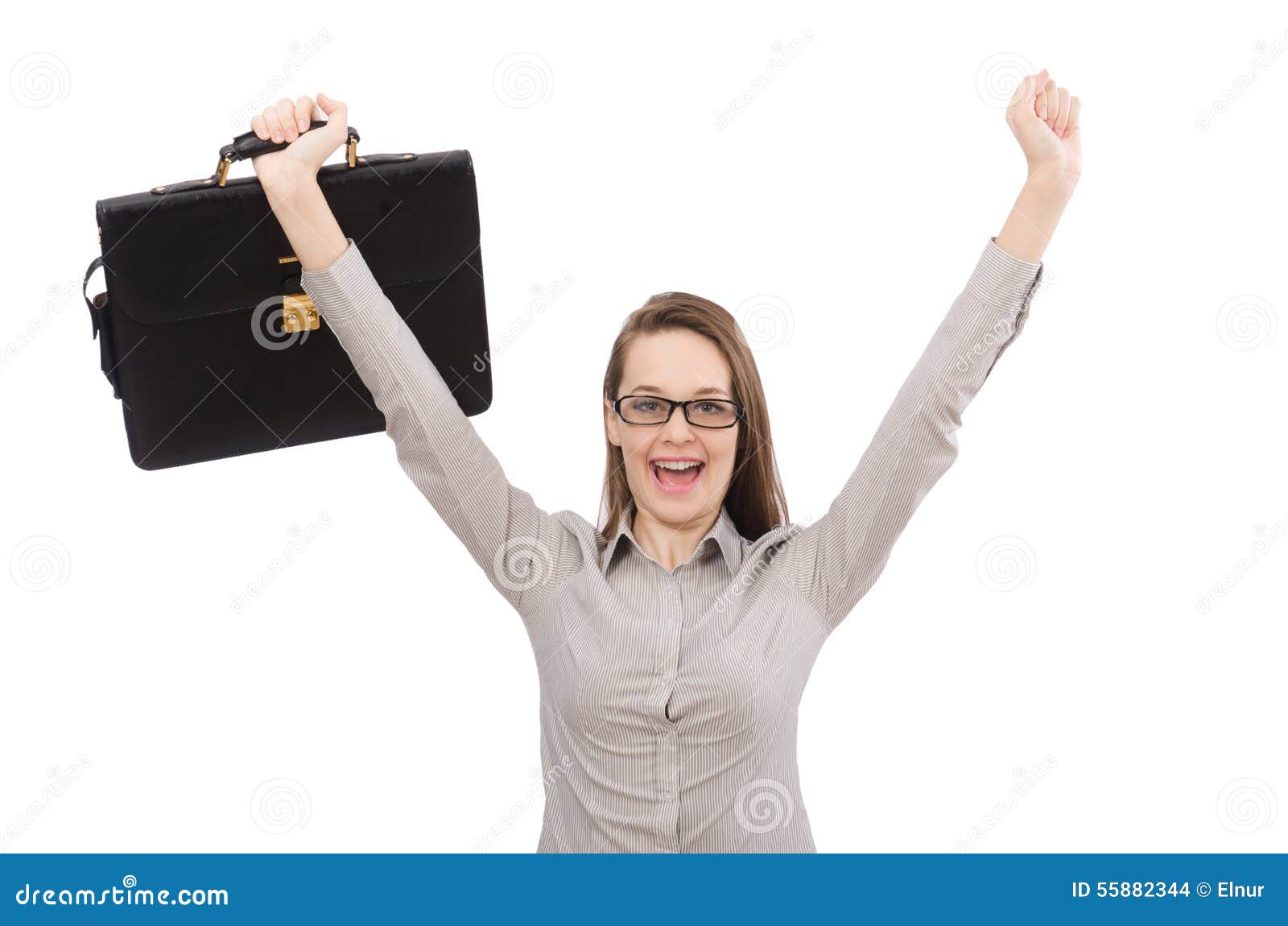 Business Lady with Case Isolated on White Stock Photo - Image of ...