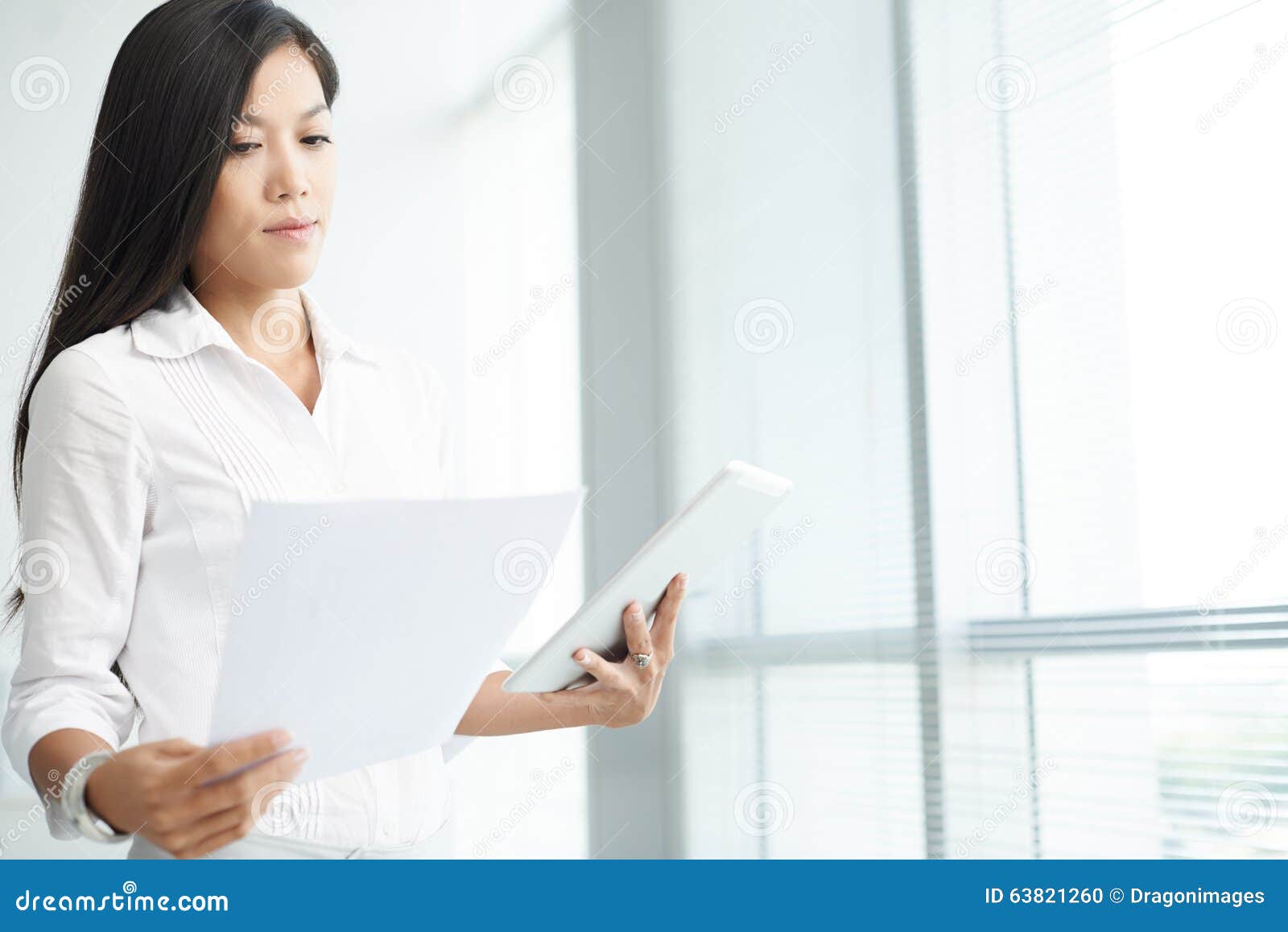 Business Lady Checking Report Stock Photo - Image of business, paper ...