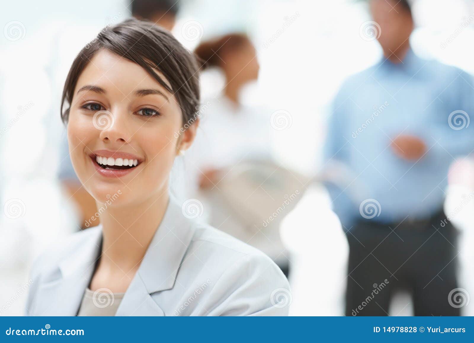 Business Lady with Colleagues Discussing Stock Photo - Image of focus ...
