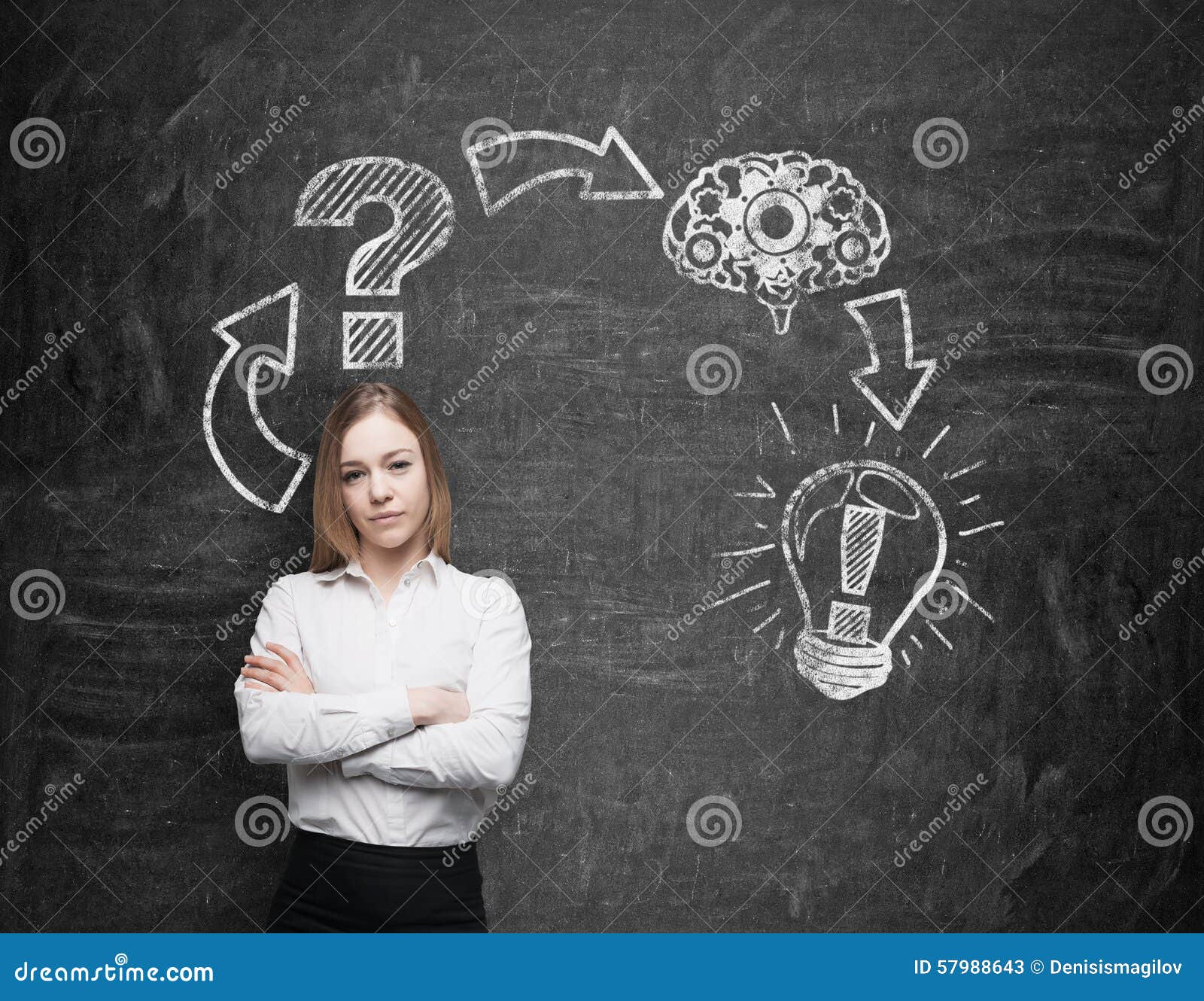 Business Lady is Constructing a Decision Making Procedure. Stock Image ...