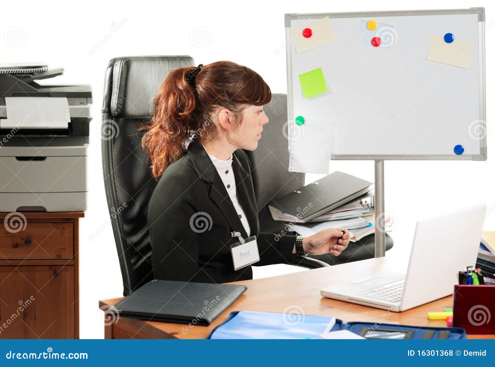 Business lady at a desk stock photo. Image of person - 16301368