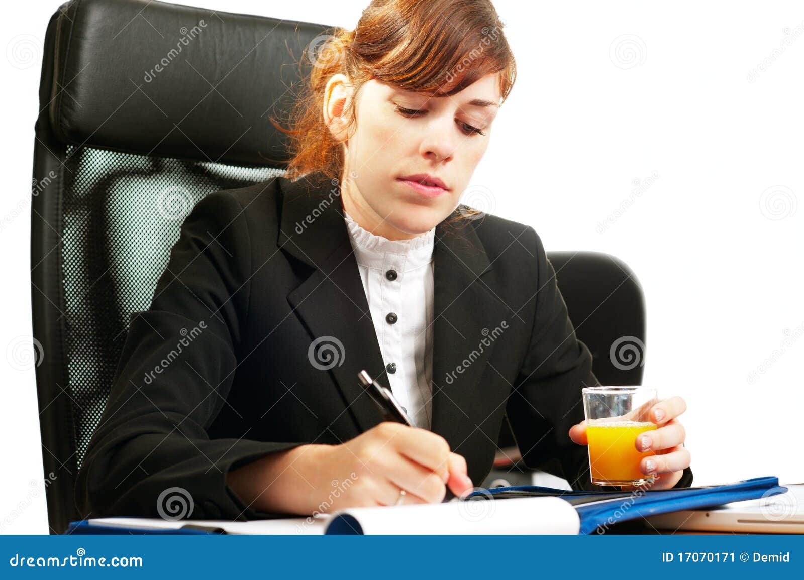 Business lady at a desk stock image. Image of notebook - 17070171