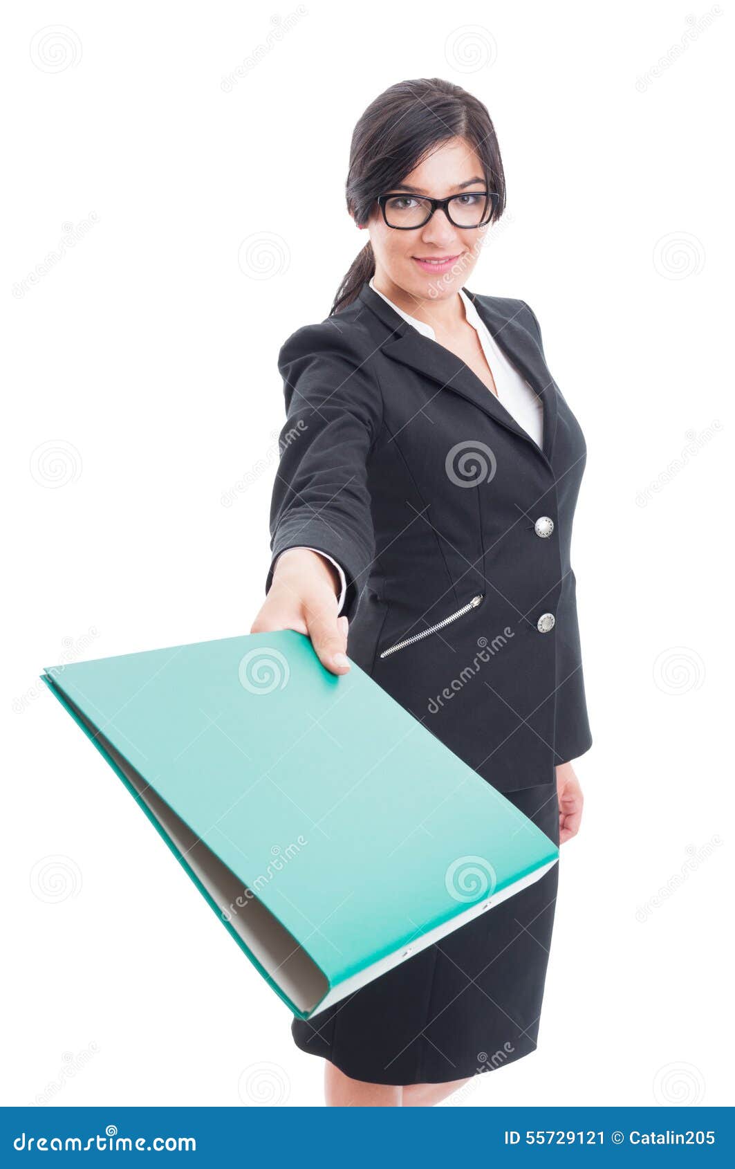 Business Lady Giving a File Stock Image - Image of manager, folder ...