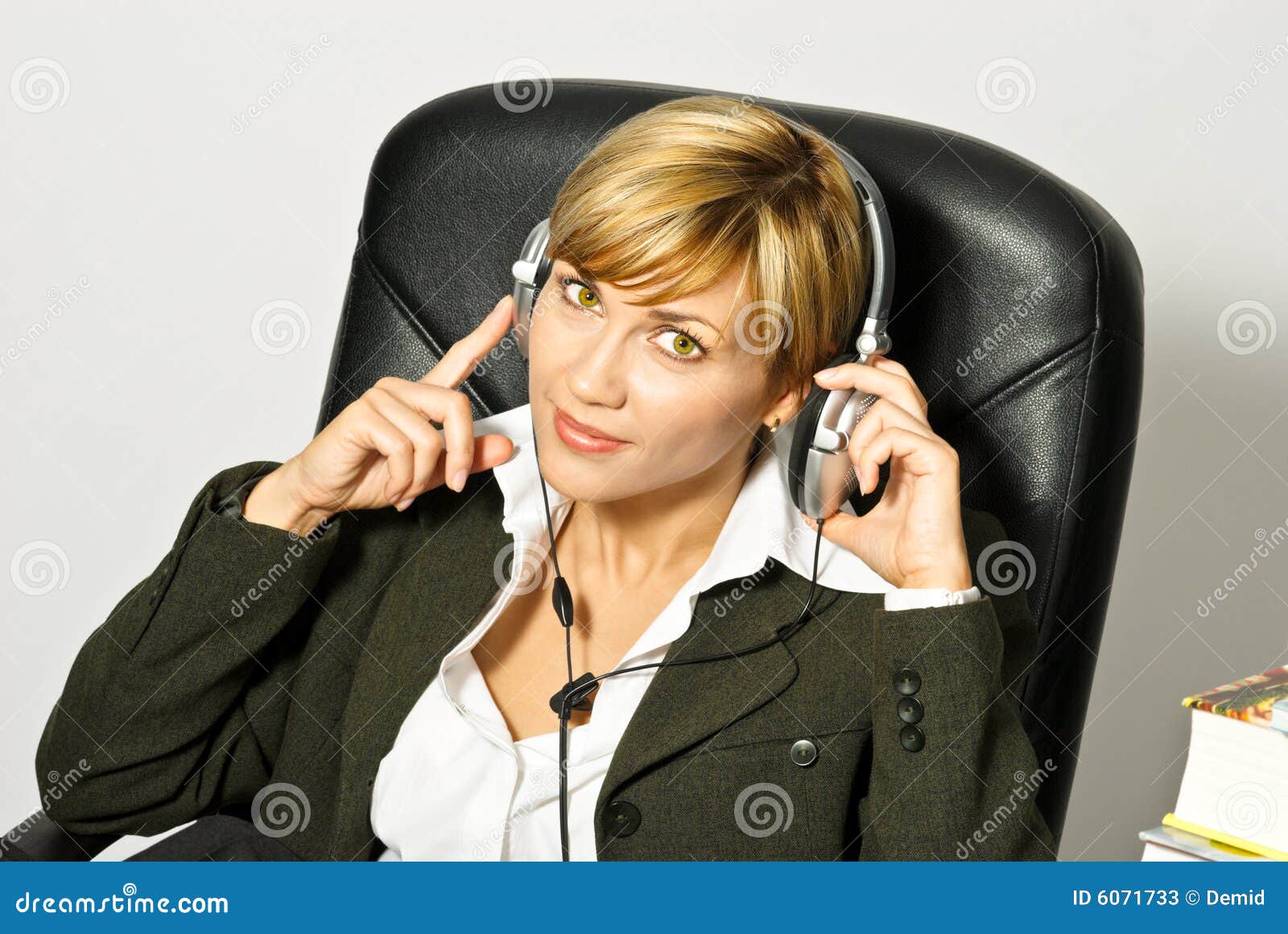 Business Lady with Headset stock image. Image of business - 6071733