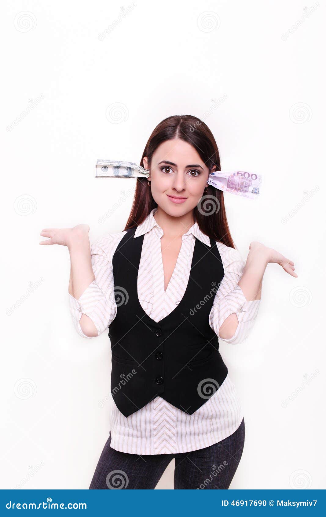 Business Lady Keeps the Money in the Ears Stock Photo - Image of lawyer ...