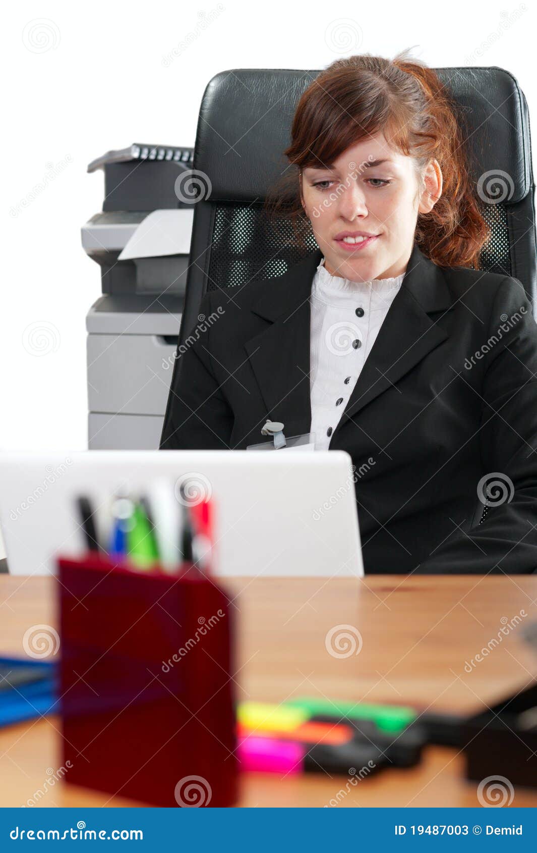 Business Lady with a Laptop Stock Image - Image of attractive, person ...