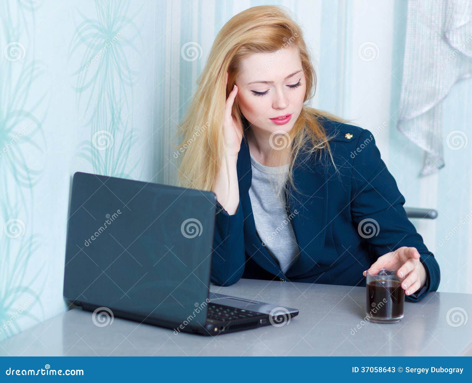 Business Lady with a Laptop Stock Image - Image of person, cheerful ...