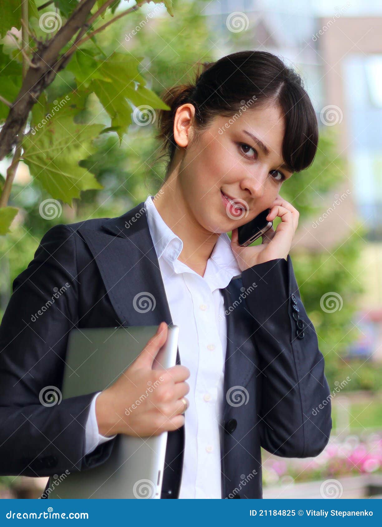 Business lady with phone stock image. Image of smartphone - 21184825