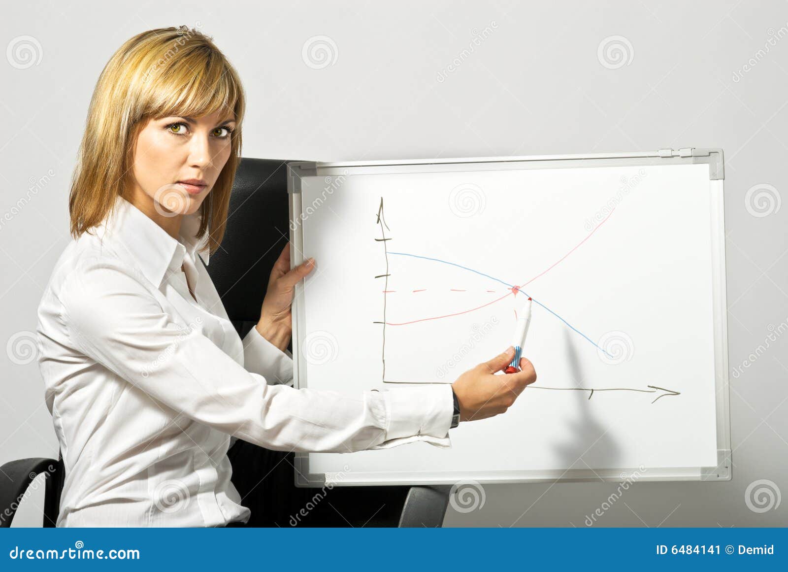 Business Lady Pointing To Whiteboard Stock Image - Image of caucasian ...