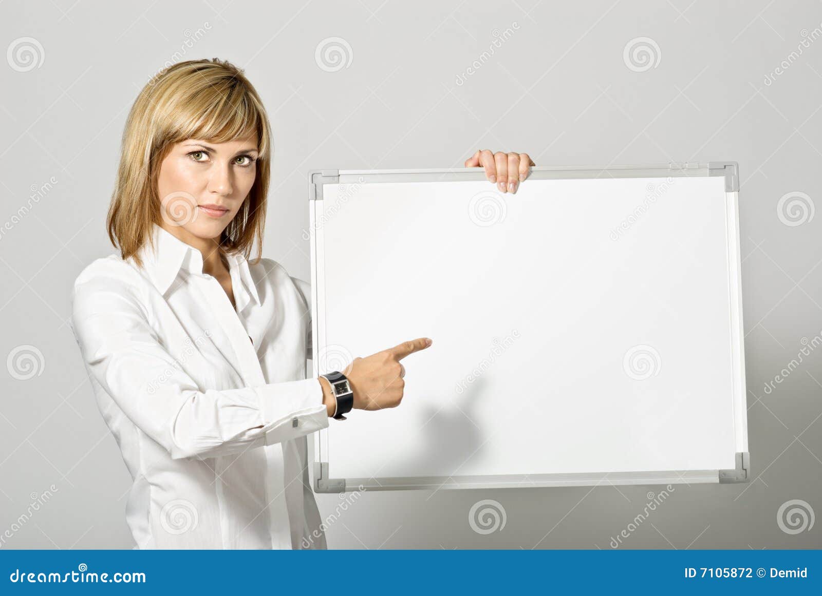 Business Lady Pointing To Whiteboard Stock Photo - Image of cute ...