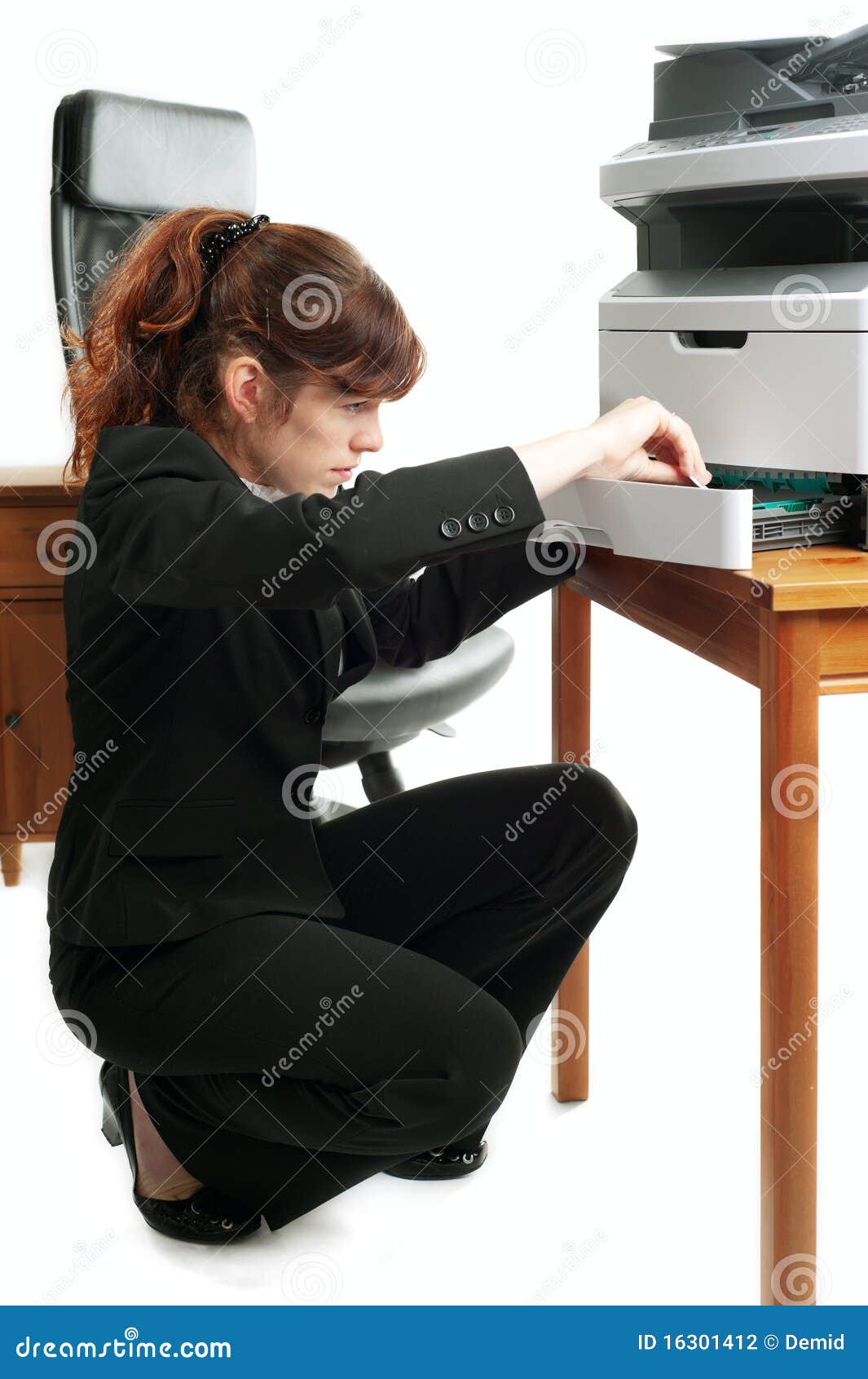 Business Lady with a Printer Stock Photo - Image of beautiful, copier ...
