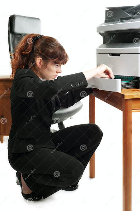 Business Lady with a Printer Stock Photo - Image of beautiful, copier ...