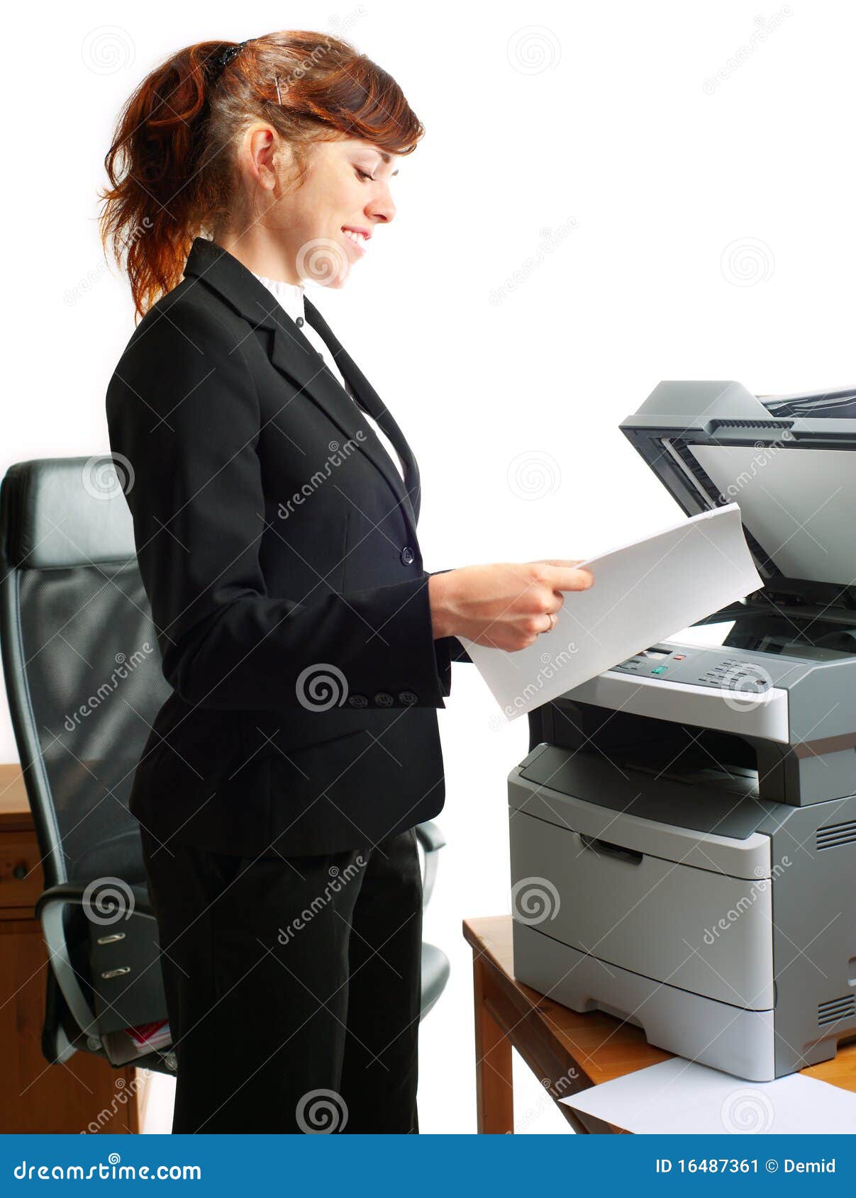 Business Lady with a Printer Stock Image - Image of manager, office ...