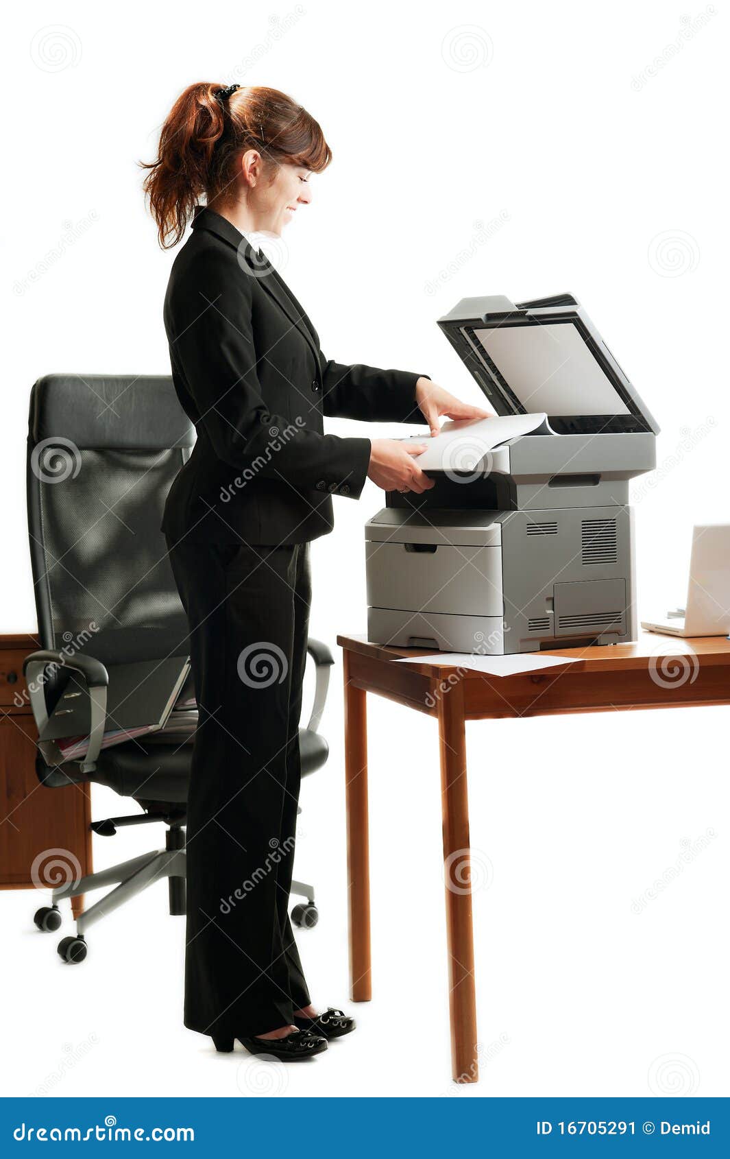 Business Lady with a Printer Stock Image - Image of folder, modern ...