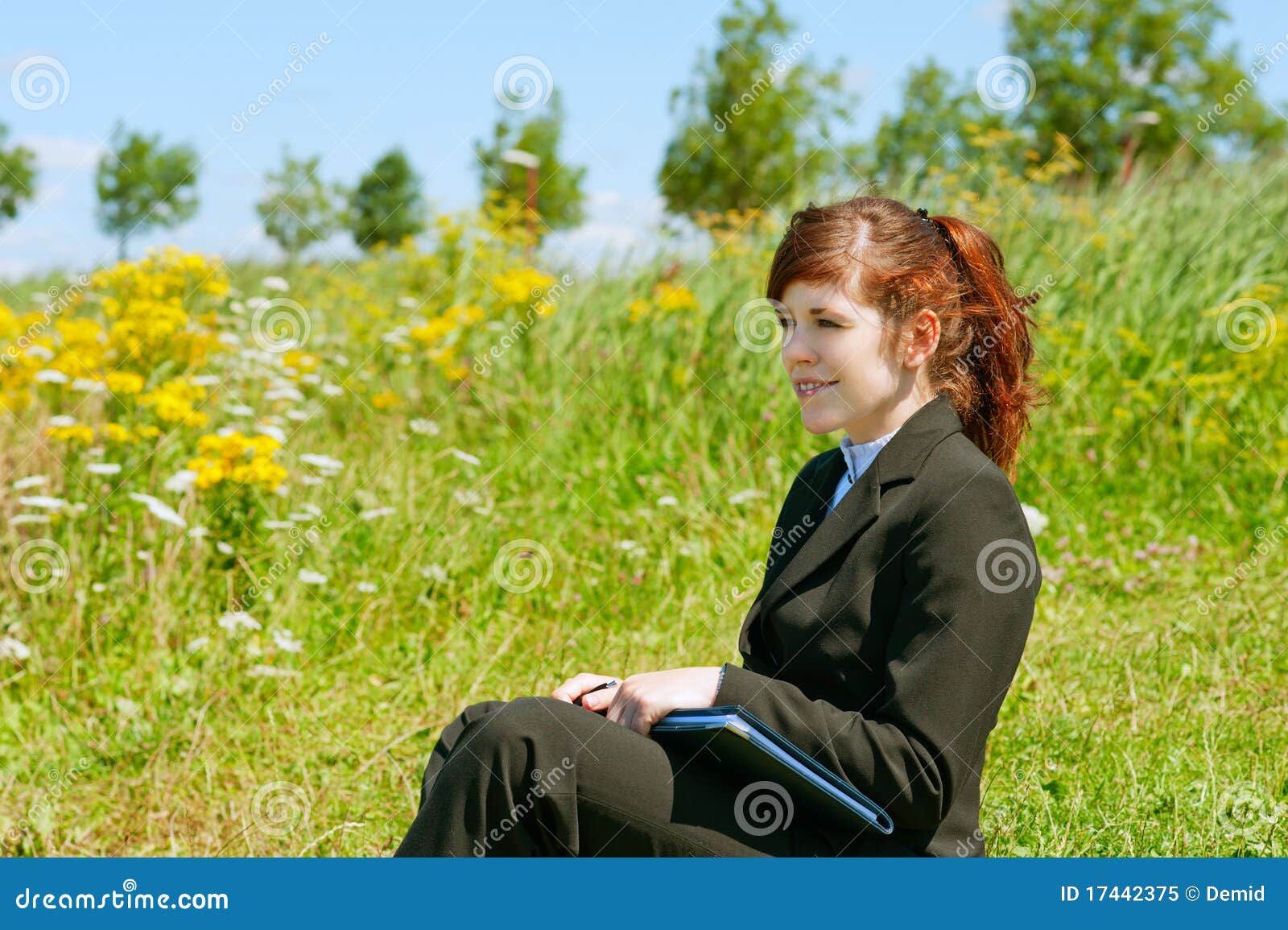 Business Lady Resting Outdoor Stock Image - Image of haired, outside ...