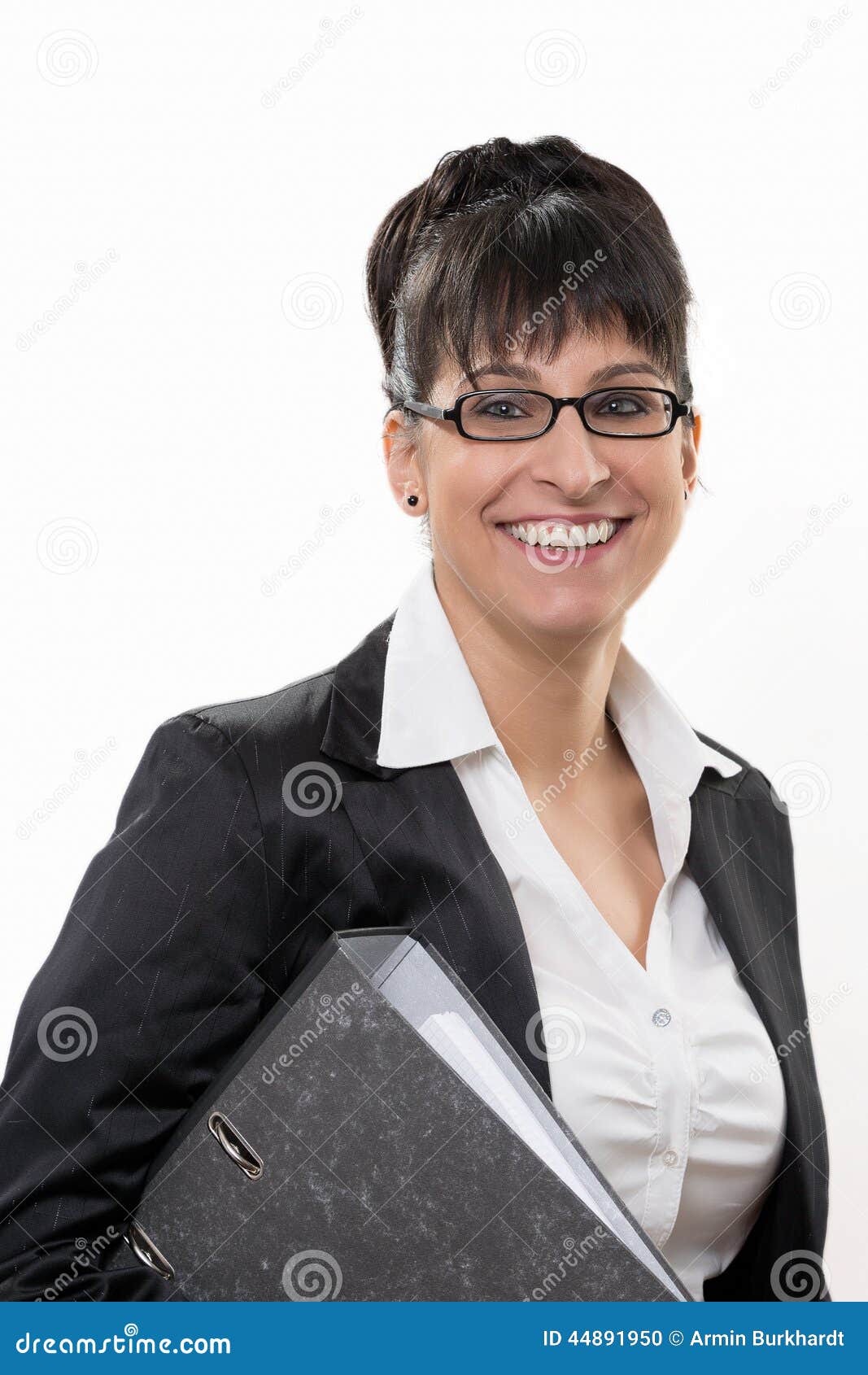 Business lady smiles stock photo. Image of glasses, check - 44891950