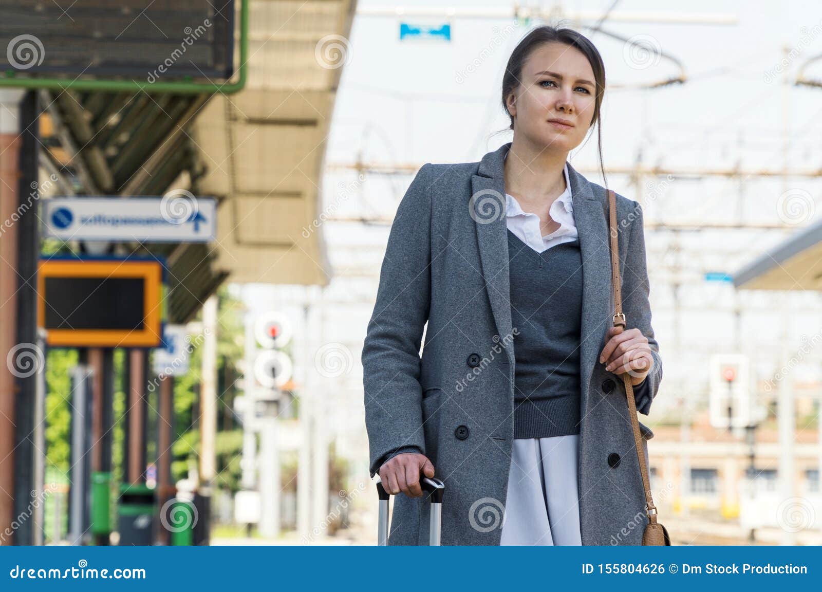 Business Lady is Waiting for a Train Stock Photo - Image of holiday ...