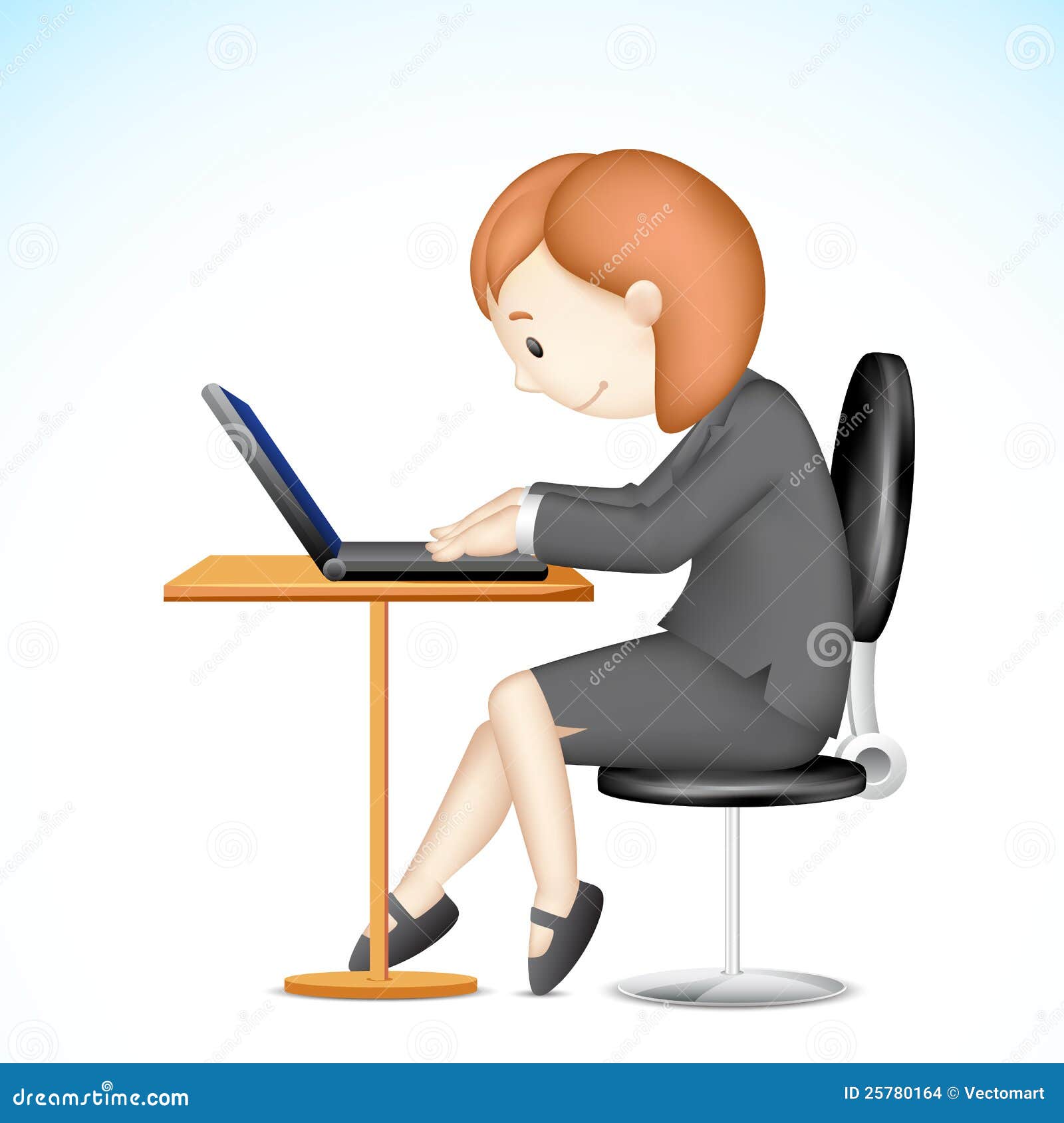 Business Lady Working on Laptop Stock Vector - Illustration of laptop ...