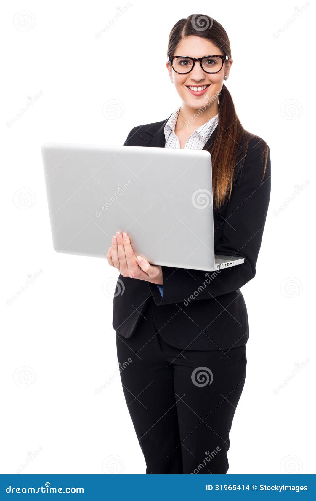 Business Lady Working on Laptop Stock Photo - Image of company ...