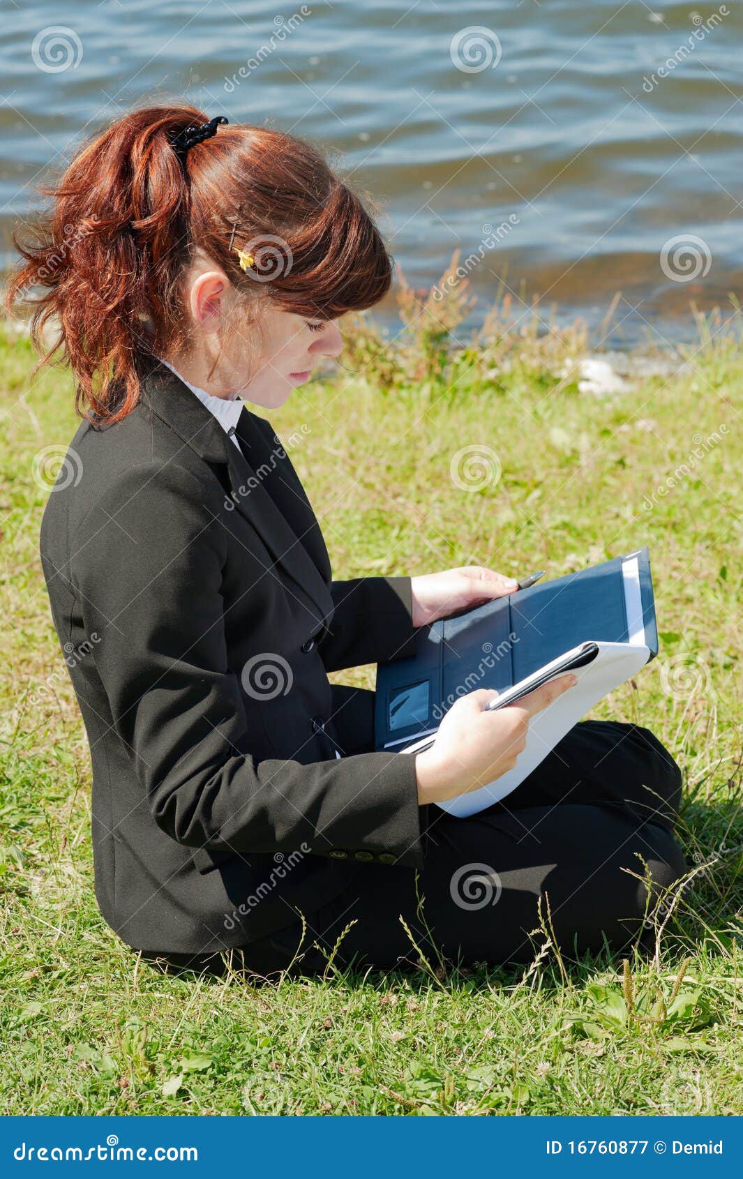 Business Lady Working Outdoor Stock Image - Image of meadow, file: 16760877