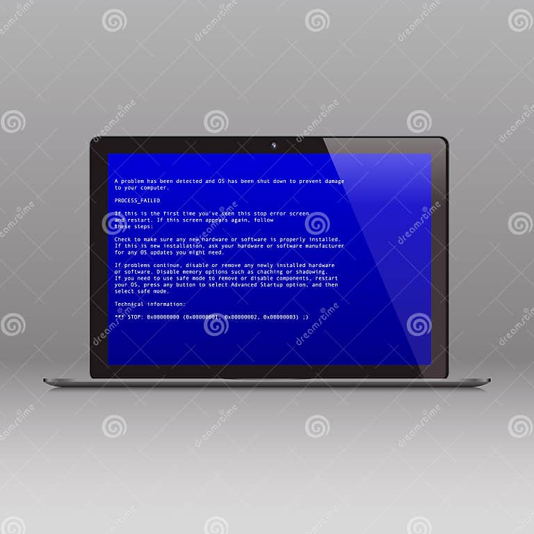Business Laptop with OS Critical Error Message Stock Vector ...