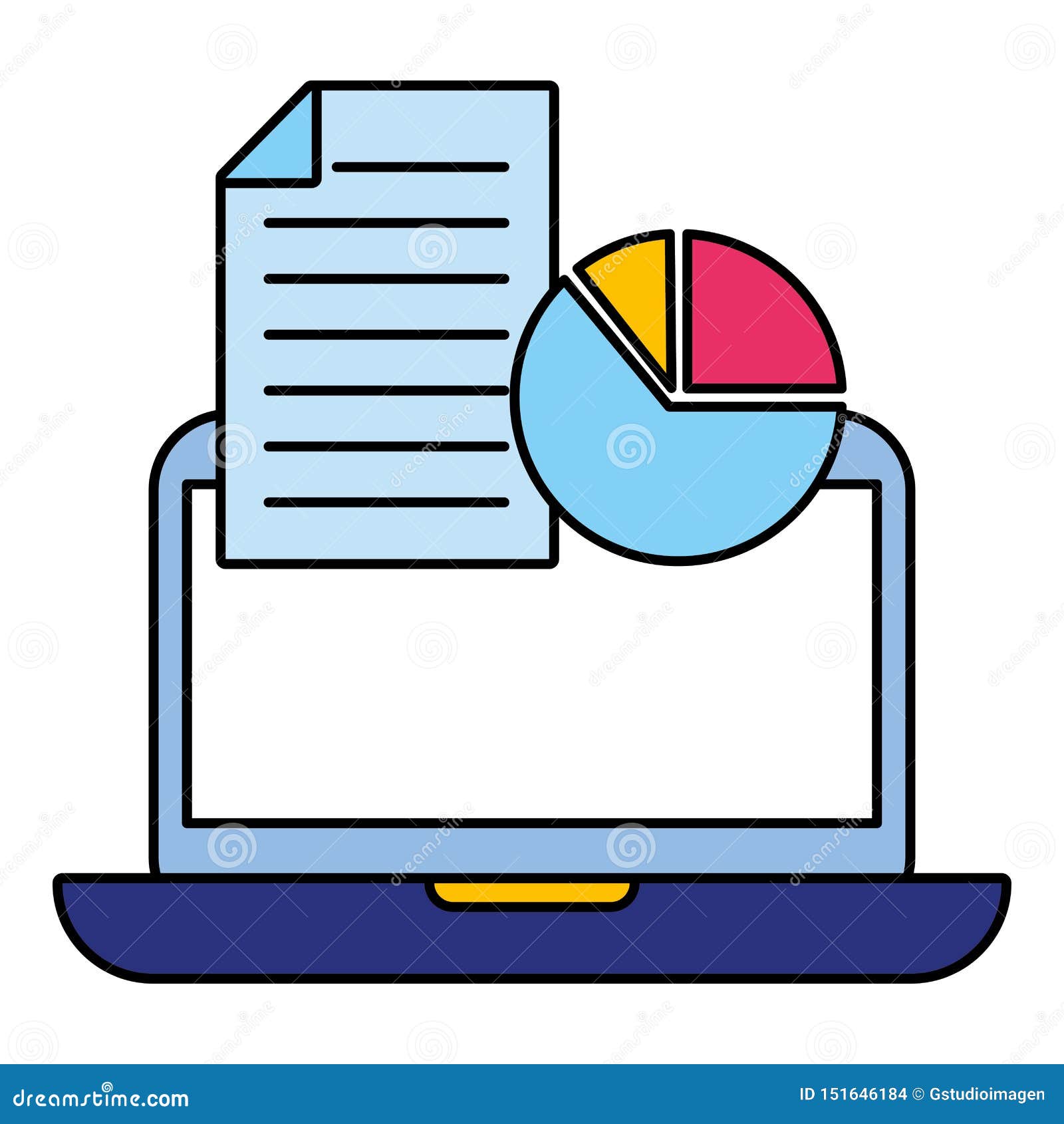 Business Laptop Report Chart Document Stock Illustration - Illustration ...