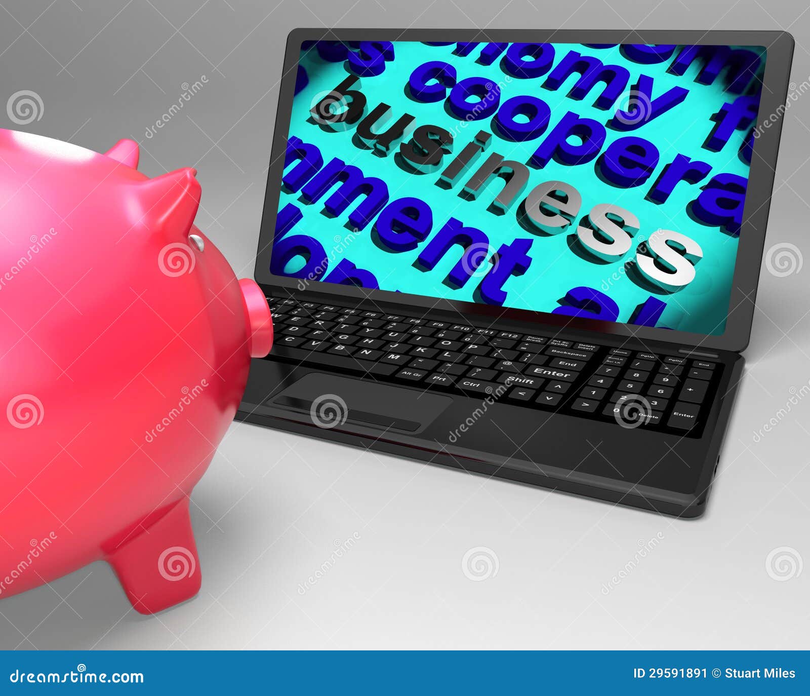 Business on Laptop Shows Business Transactions Stock Illustration ...