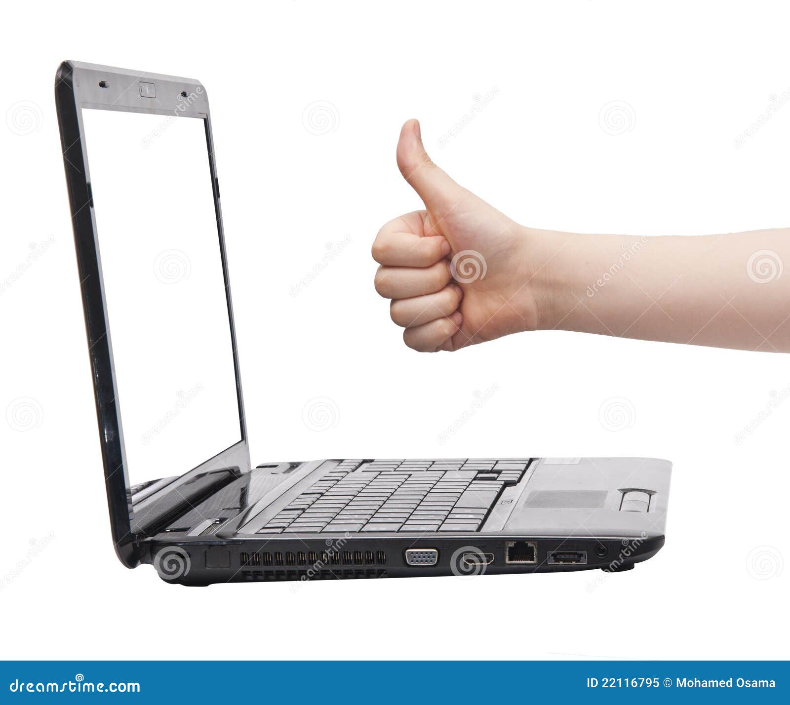 Business Laptop Thumb Up Royalty Free Stock Photo - Image: 22116795