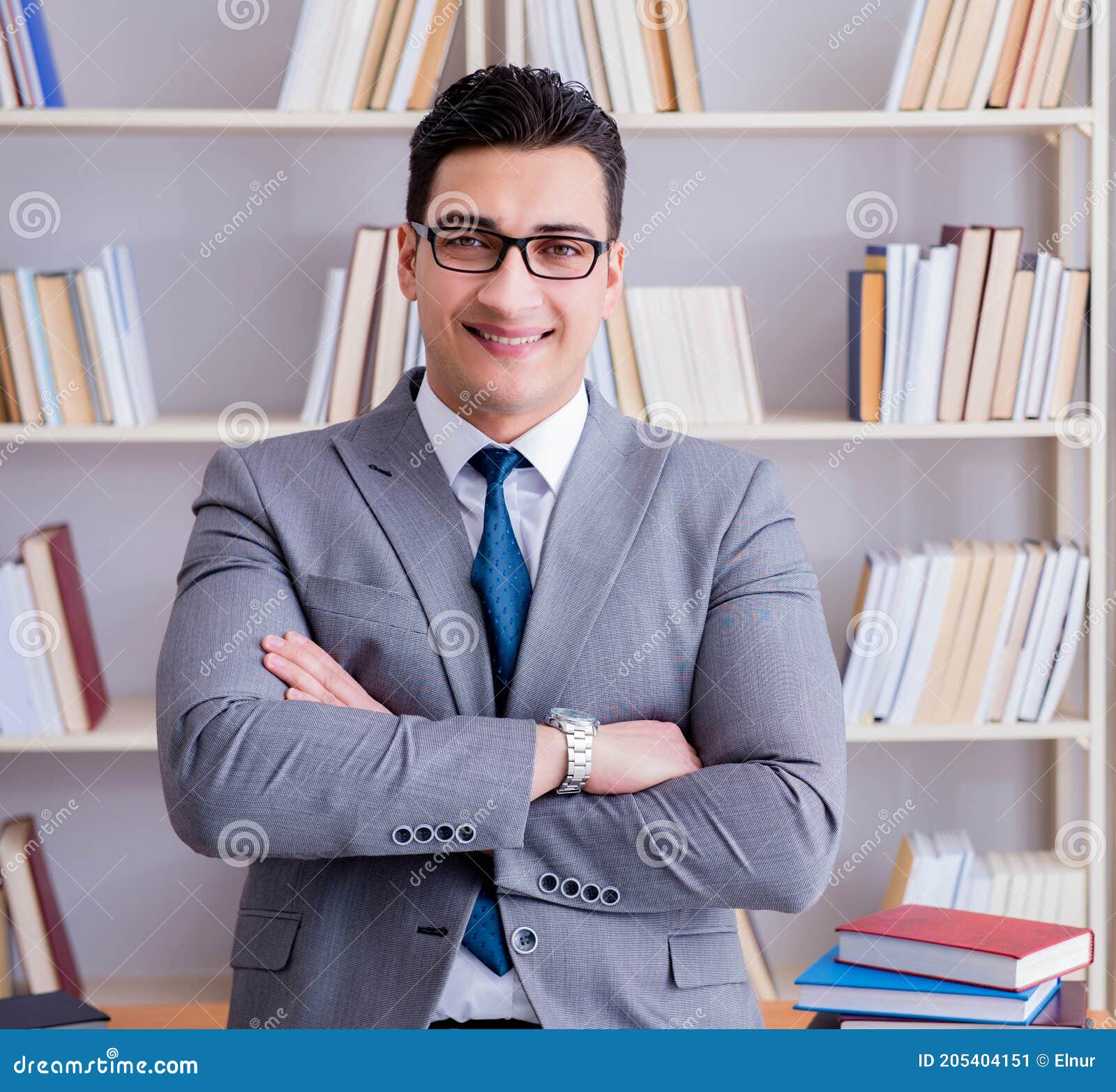 Business Law Student Working Studying in the Library Stock Image ...