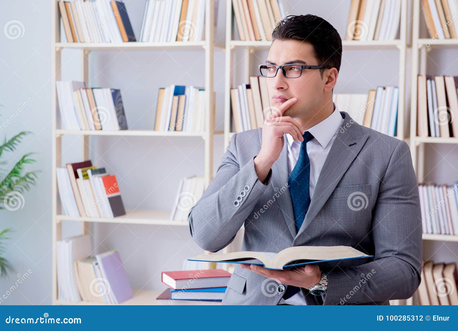 The Business Law Student Working Studying in the Library Stock Photo ...