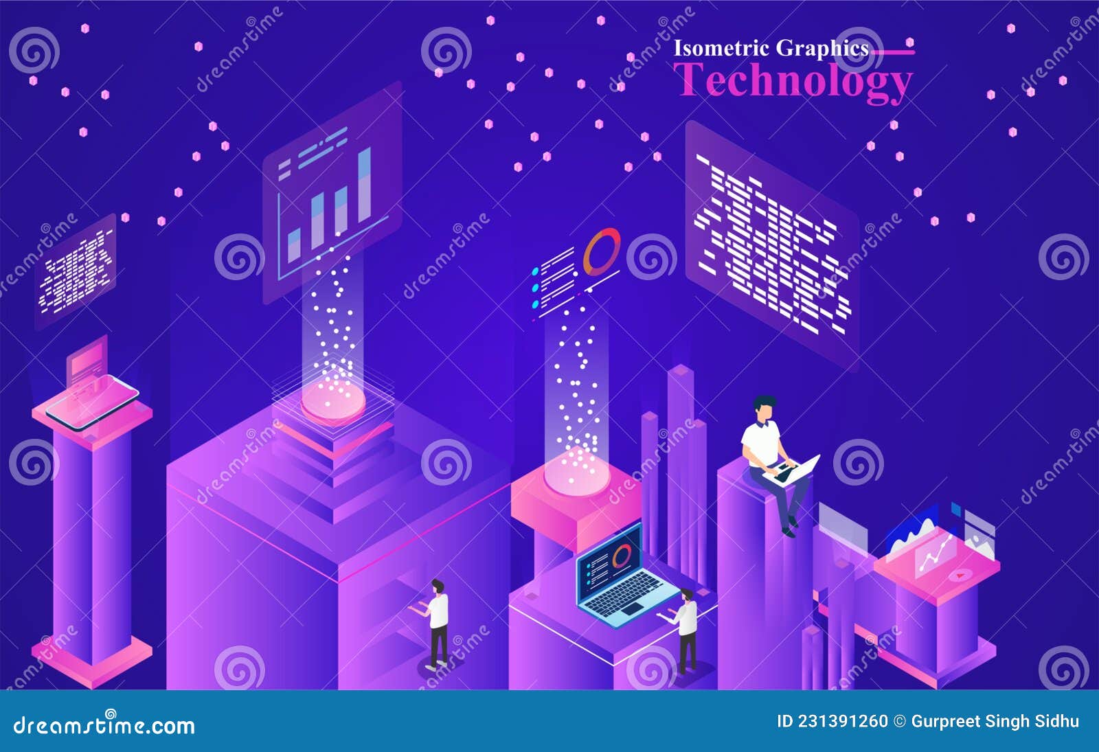 Business Layout Isometric Graphics Advance Technology Vector Graphics ...