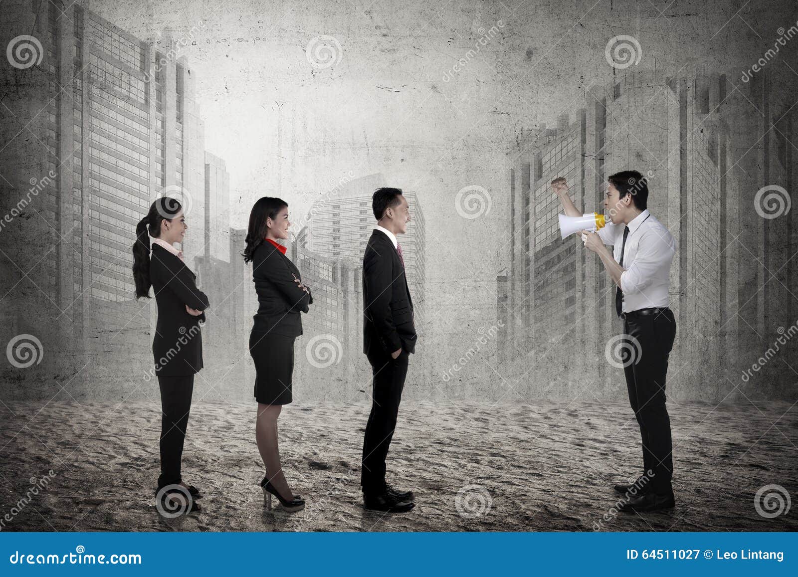 Business Leader Command His Subordinate Using Megaphone Stock Image ...